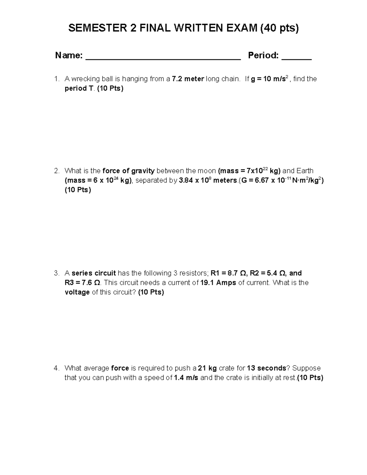 Semester 2 Final Written Exam (V2) - SEMESTER 2 FINAL WRITTEN EXAM (40 ...