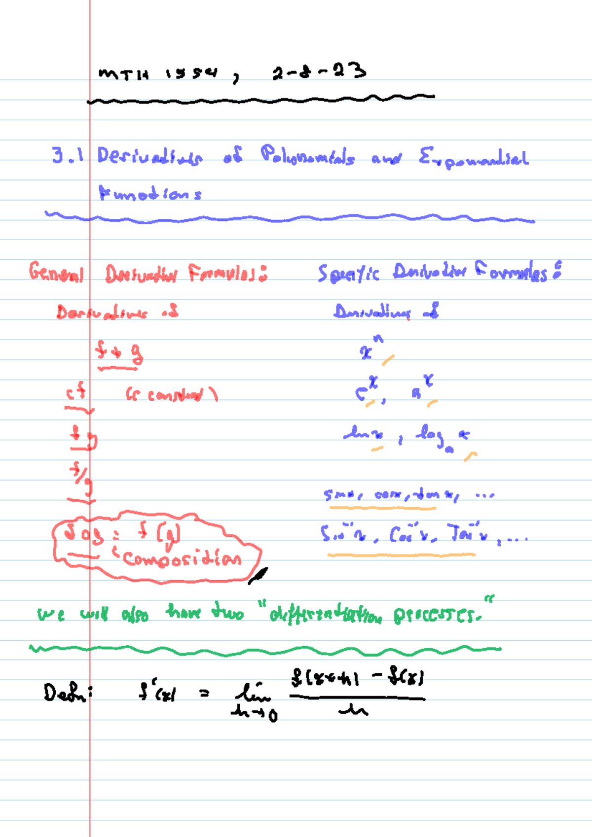 Derivatives of polynomials - MTH 1554, 3 Desivadiuls of Polysomials and ...