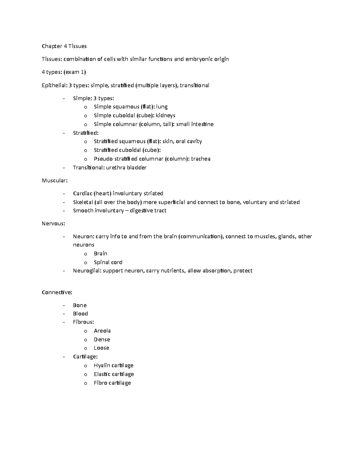 Chap 4 AP - Tissues - Professor: Anne Otalor - Chapter 4 Tissues ...