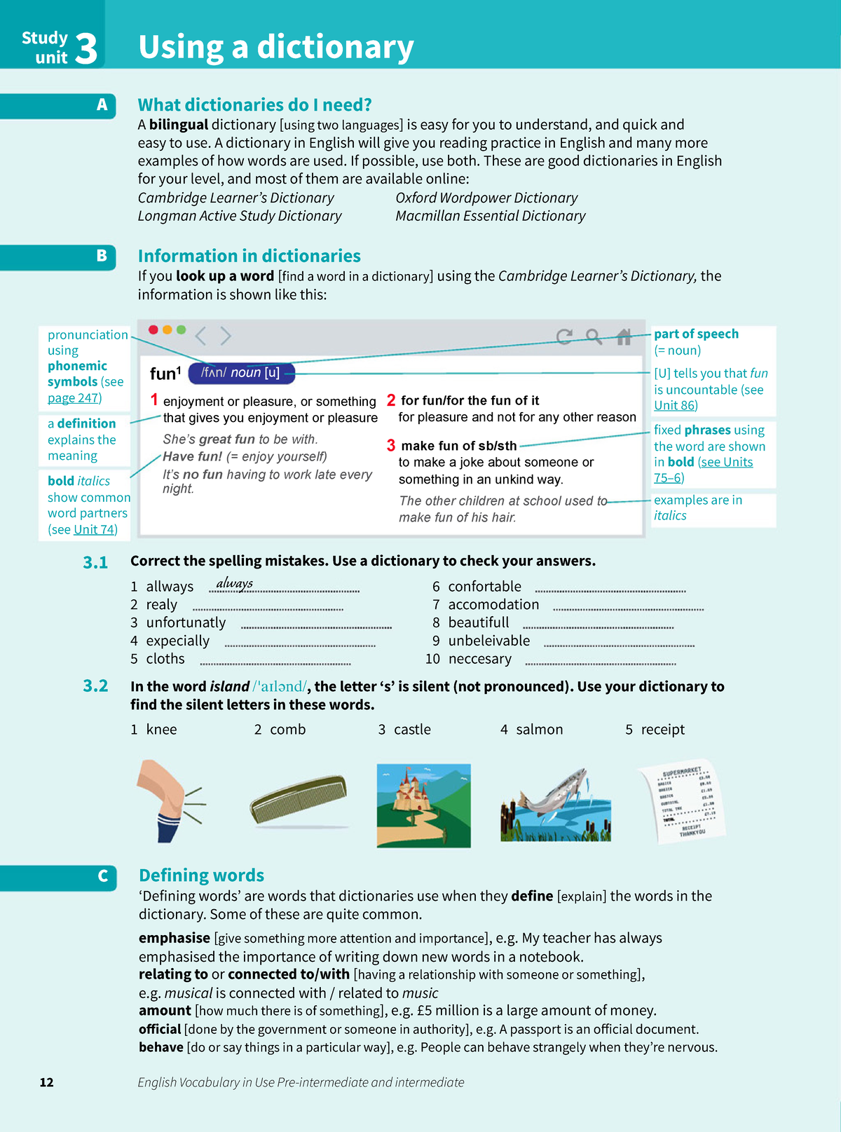 3. Using a dictionary - ... - Study unit 3 Using a dictionary A What ...