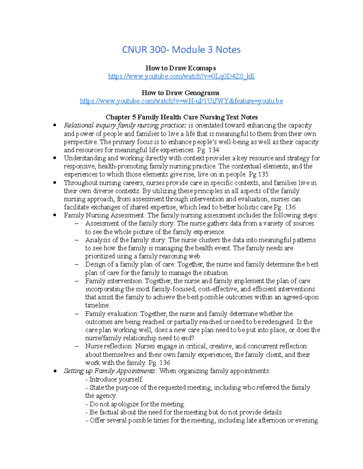 CNUR 300 Module 3 notes - CNUR 300- Module 3 Notes How to Draw Ecomaps ...
