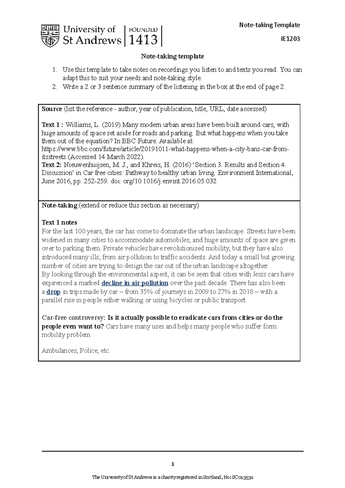 Week 9 Lecture 1 - Note-taking Template IE Note-taking template Use ...