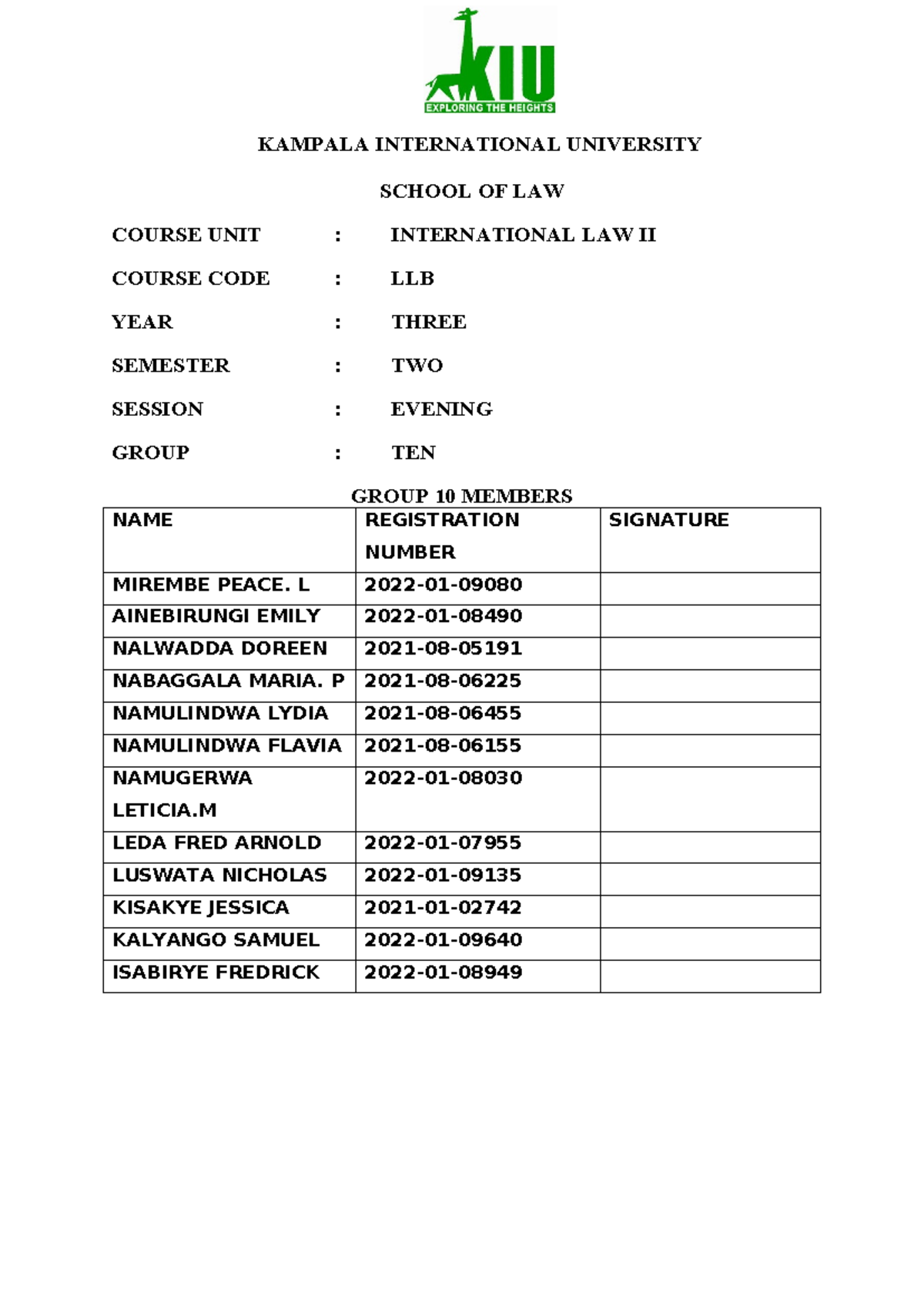 International Enviromental LAW - KAMPALA INTERNATIONAL UNIVERSITY ...