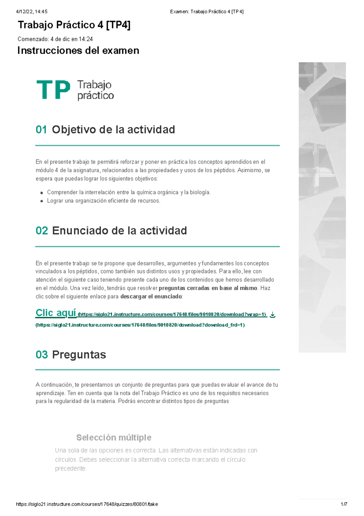 Examen Trabajo Práctico 4 Tp4 Trabajo Práctico 4 Tp4 Comenzado 4