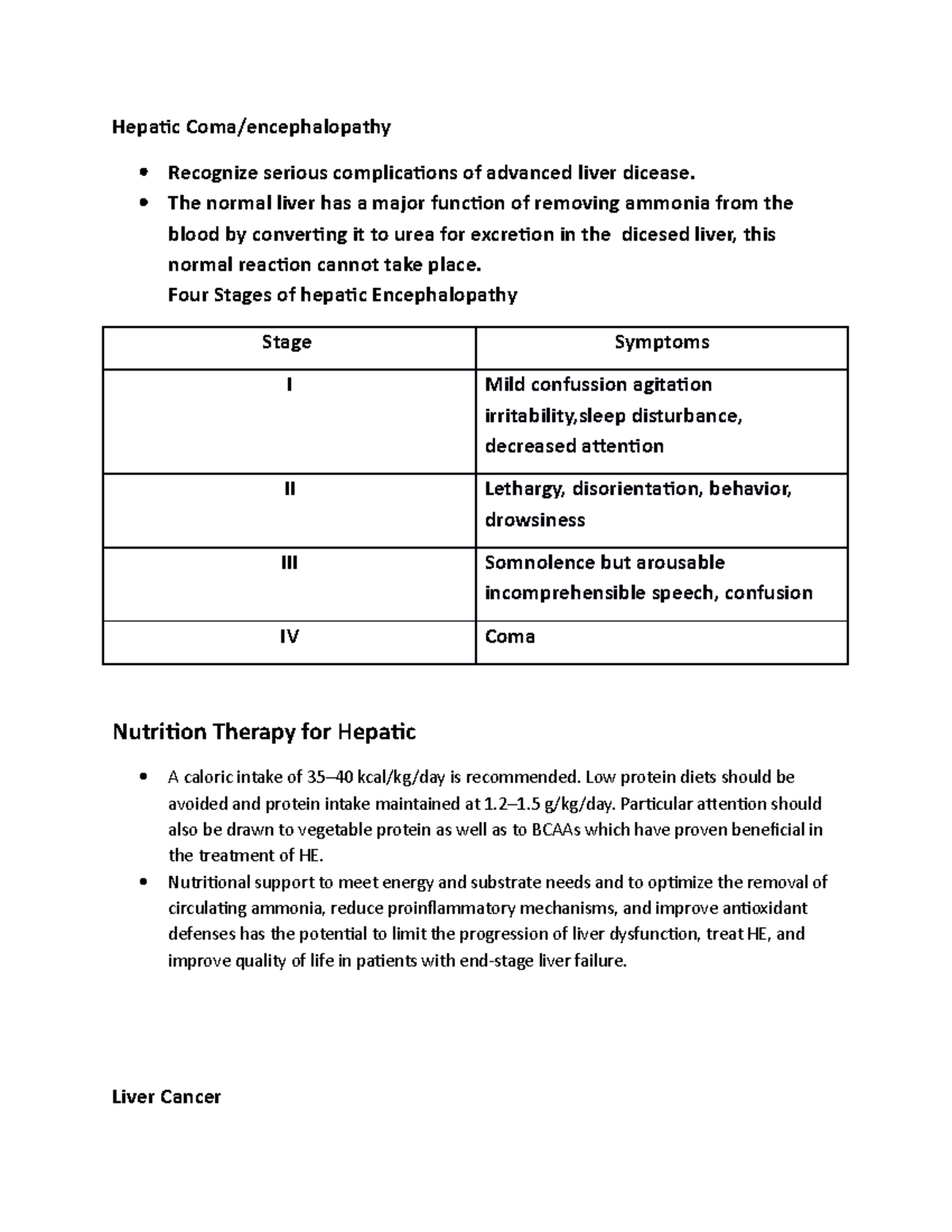 Nutrition and Diet Therapy - Hepatic Coma/encephalopathy Recognize ...