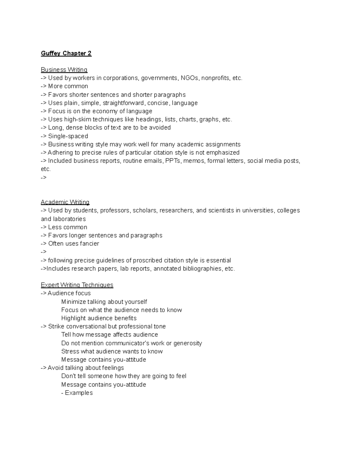 BUS260 Ch 2 Notes - Guffey Chapter 2 Business Writing -> Used by ...