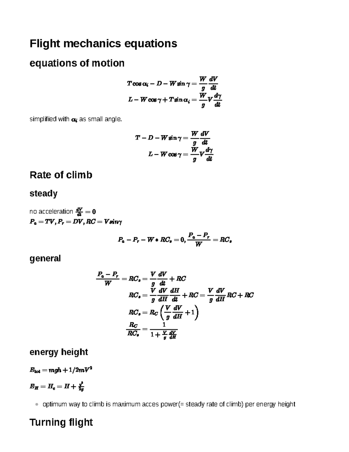 Flight mechanics equations - Flight mechanics equations equations of ...