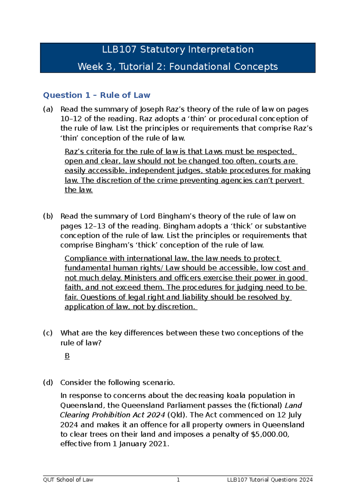 LLB107 Tutorial 2 (Week 3)-2 - LLB107 Statutory Interpretation Week 3 ...