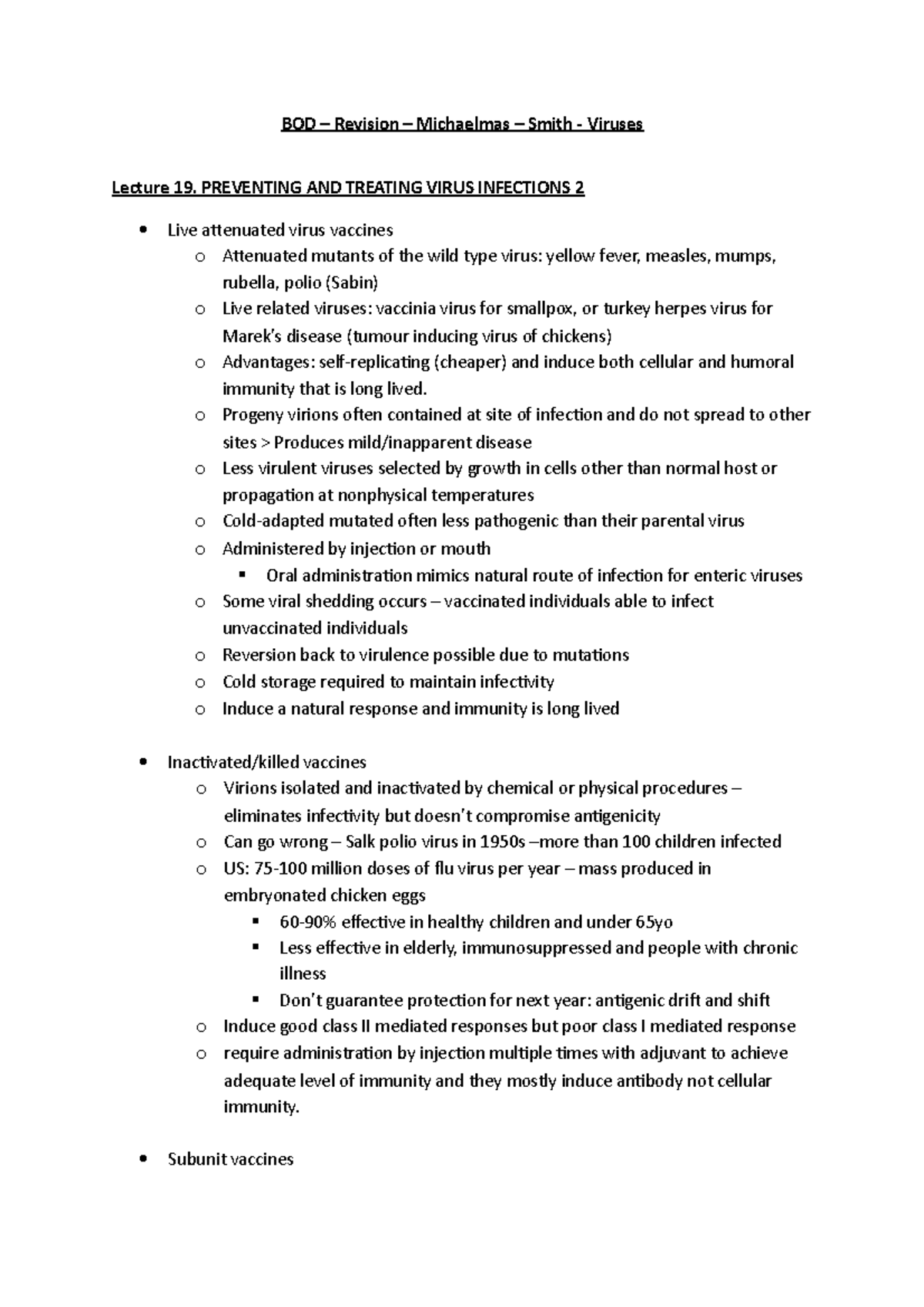 BOD – Revision – Michaelmas – Smith – Virology - 7 - BOD – Revision ...