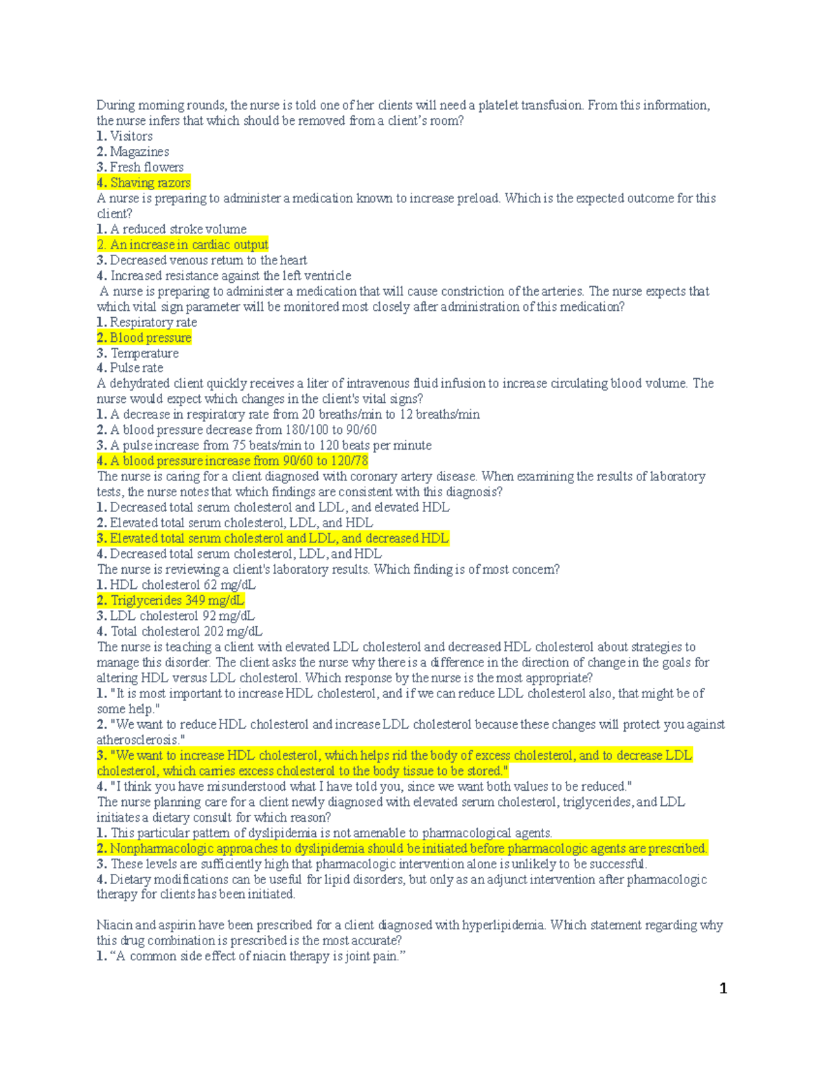 Pharmacology Practice Exam - During morning rounds, the nurse is told ...