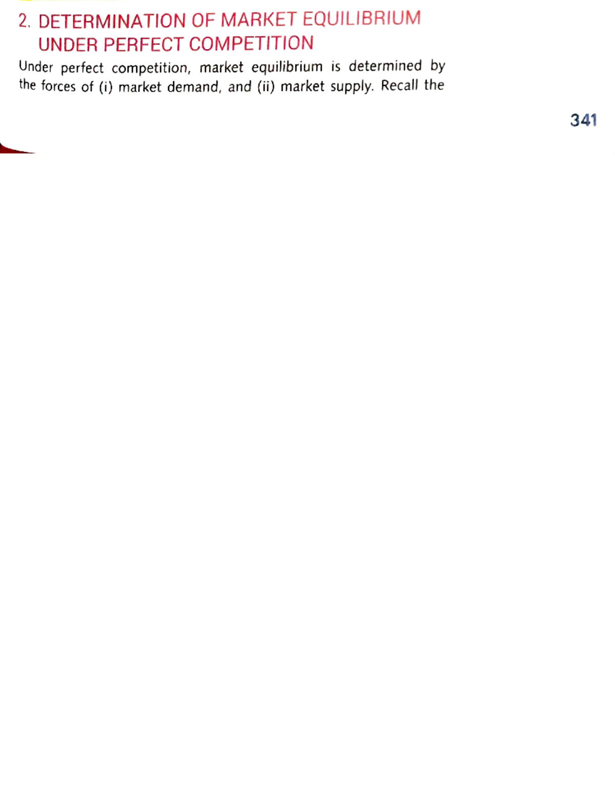 Arket equilibrium under perfect competition - Bachelor of Commerce ...