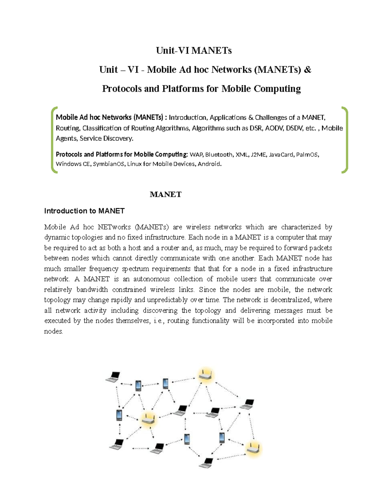 UNIT 6 MC Material - alskdpl[p[s - Unit-VI MANETs Unit – VI - Mobile Ad ...