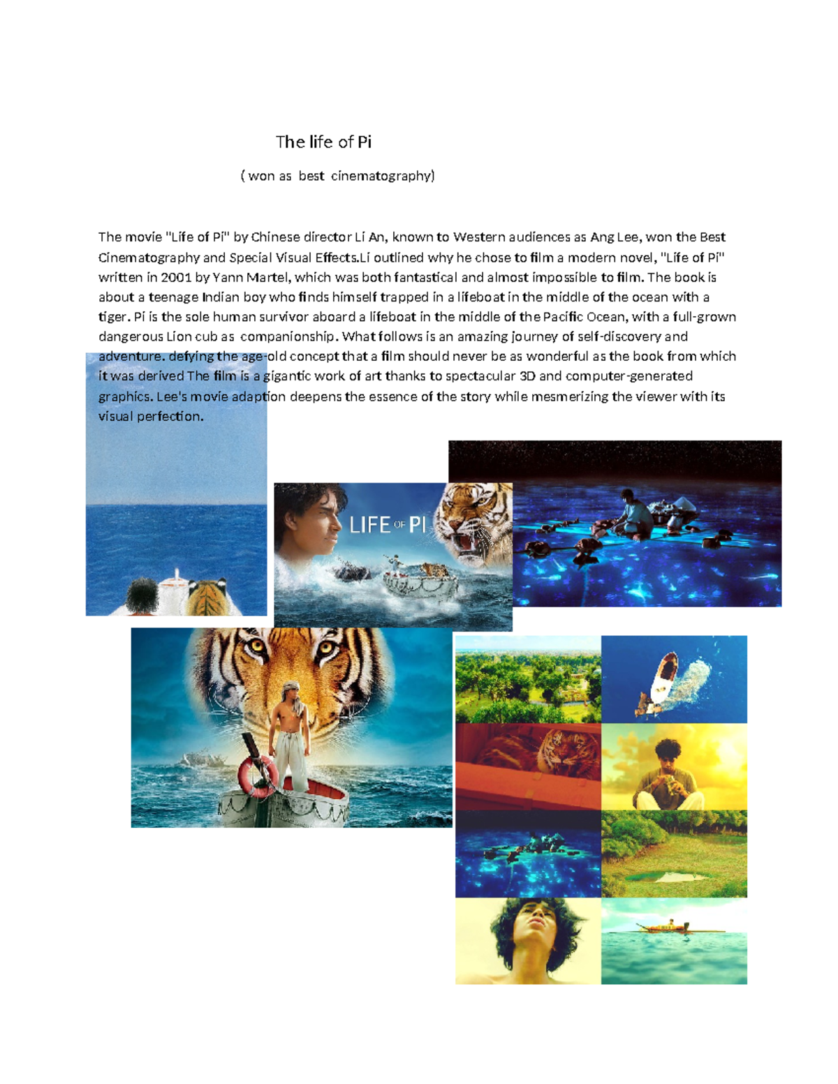 The life of Pi - the life of pi - The life of Pi ( won as best ...