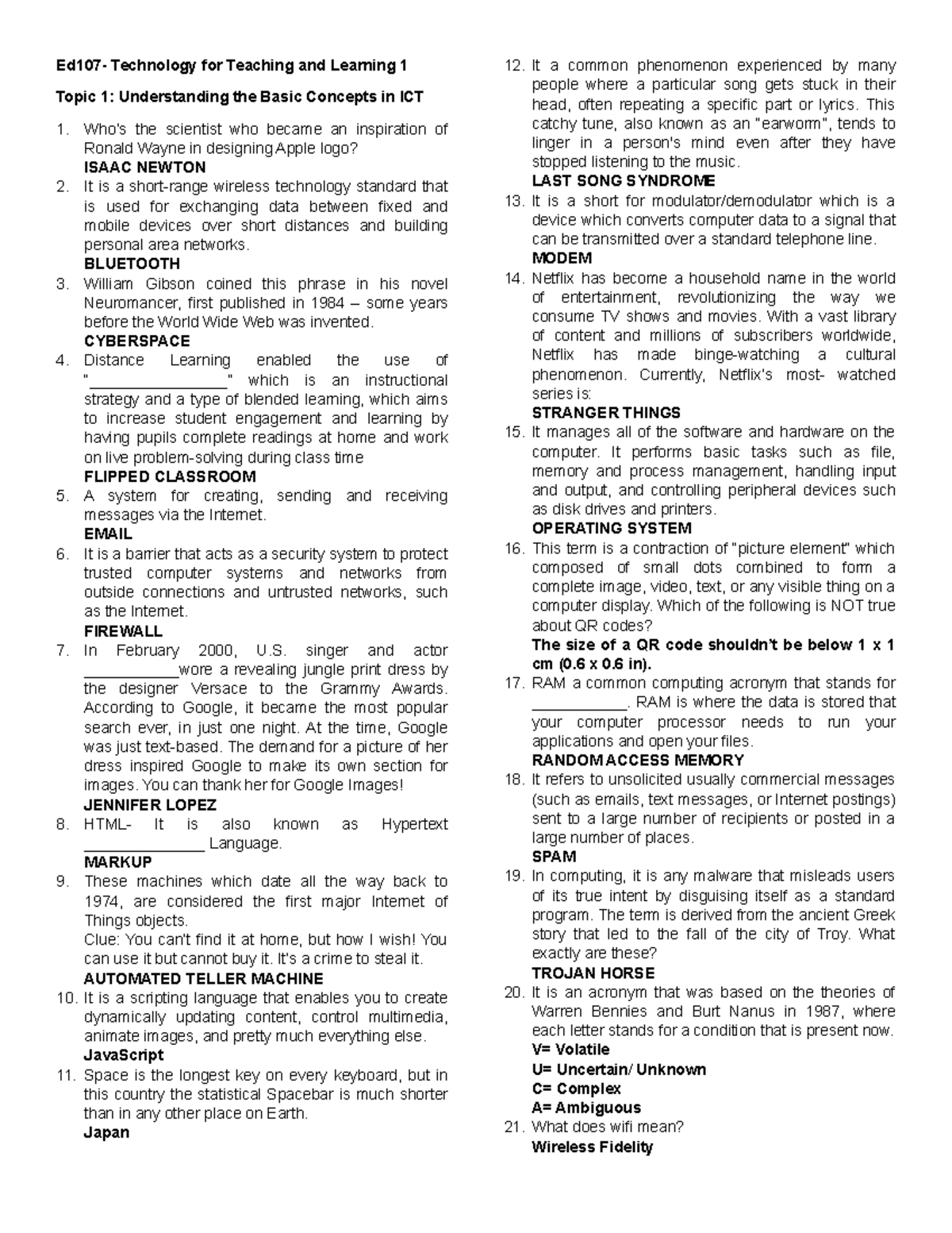 Ed107- Technology for Teaching and Learning 1 Reviewer - Ed107 ...