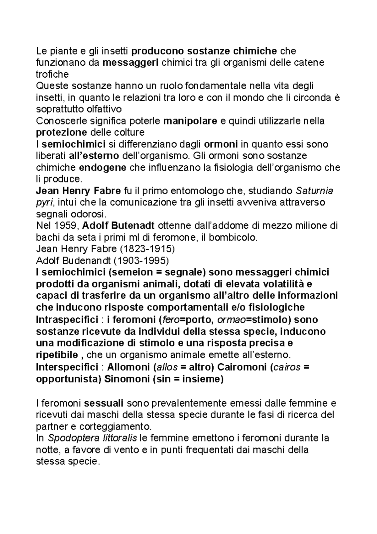 Iferomoni sessuali e deterrenti_approfondimento - Le piante e gli ...