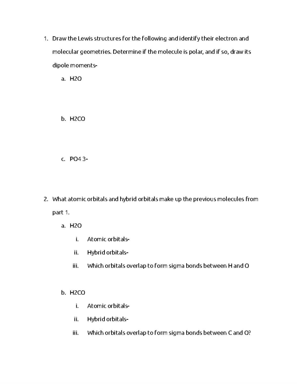 Unit 2.5 Exam Review - Google Docs - Draw the Lewis structures for the ...