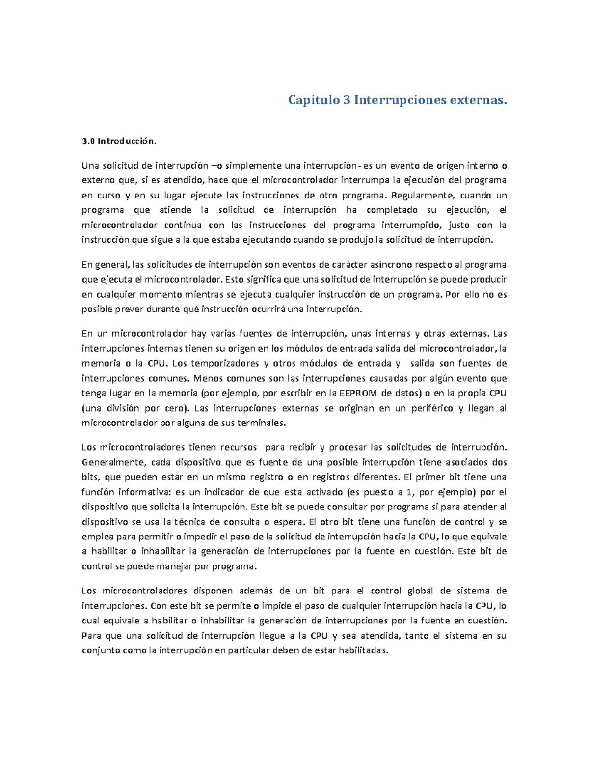 Pdfcoffee - micro - Capitulo 3 Interrupciones externas. 3 Introducción. Una solicitud de - Studocu