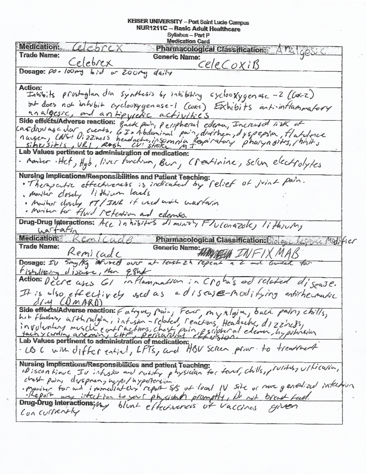 Basic adult health Med card 9 - NURS K492 - Studocu