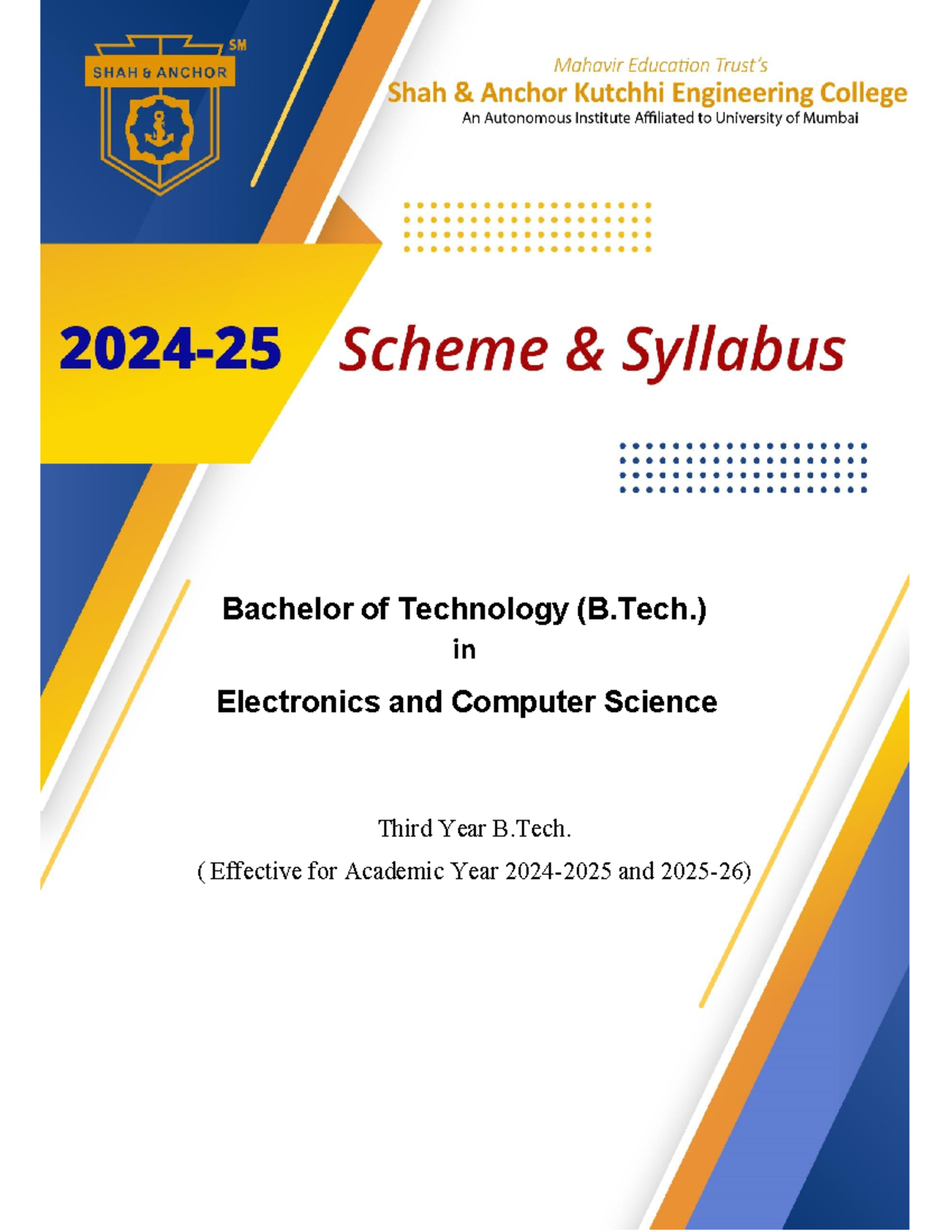 TE BTech ECS - Cc hai - Bachelor of Technology (B.) in Electronics and Computer Science Third ...