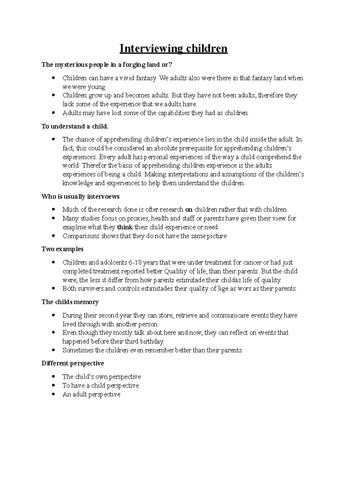 Interviewing children - Föreläsning - Interviewing children The ...