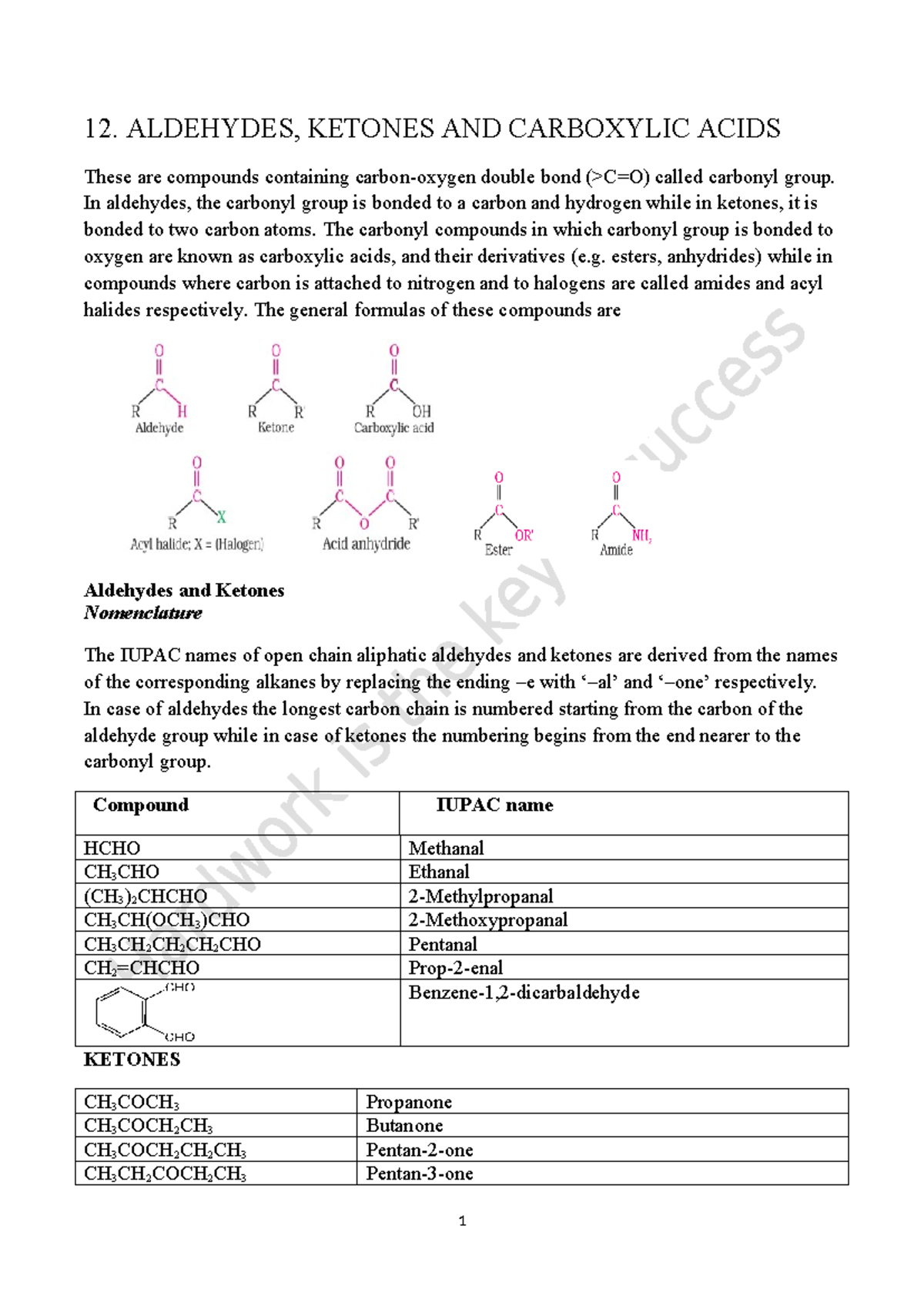 12th organic chemistry, chapter 1 - 12. ALDEHYDES, KETONES AND ...