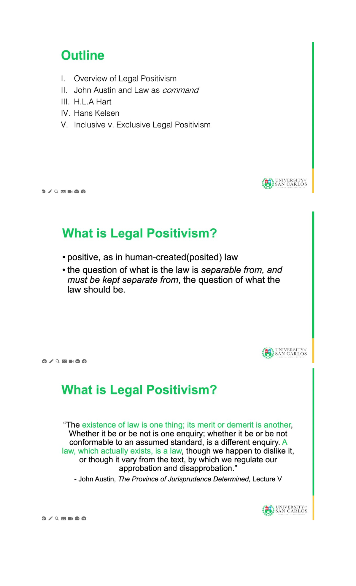 Legal Positivism Lecture Slides - Outline I. Overview of Legal ...