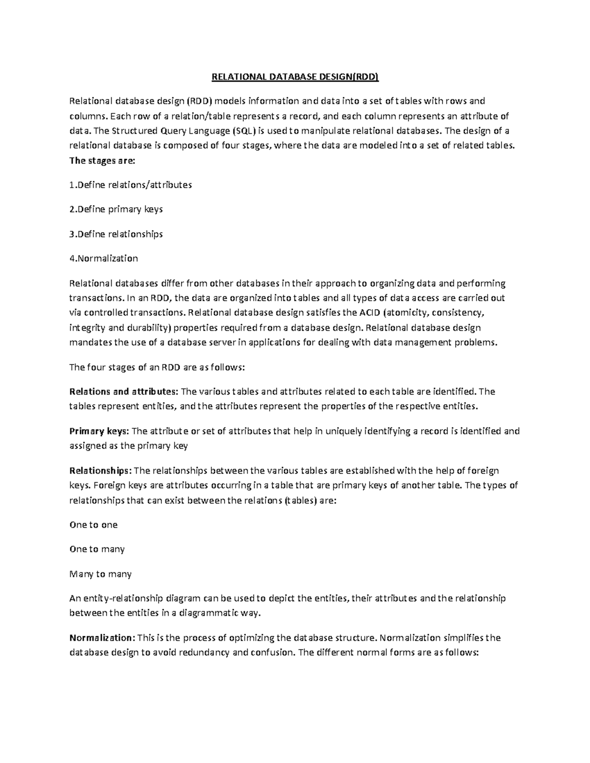 Relational Database Design BSC,BCA module 3 - RELATIONAL DATABASE DESIGN(RDD) Relational ...