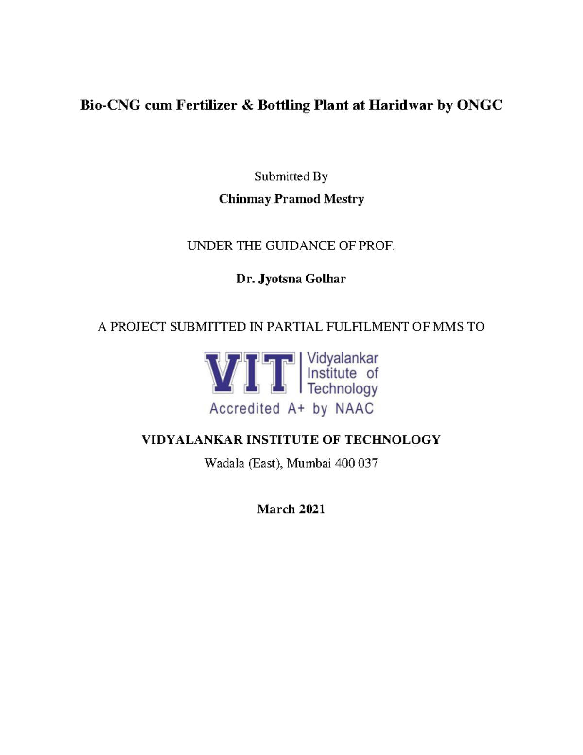 19106 B1044 Chinmay Mestry CSR - Bio-CNG cum Fertilizer & Bottling ...