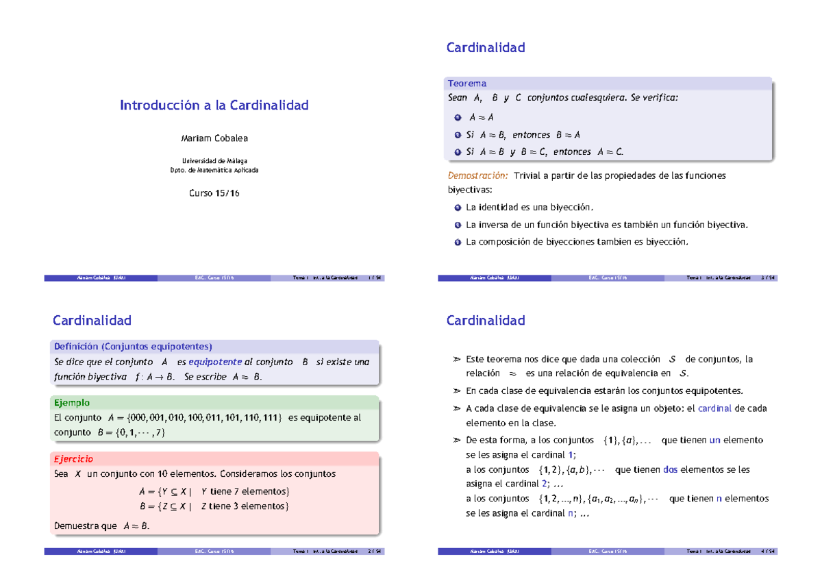 Tema 2: Cardinalidad - Introducción a la Cardinalidad Mariam Cobalea ...