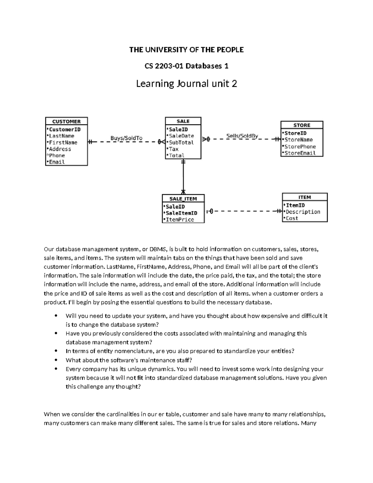 Learning Journal Unit 2 - THE UNIVERSITY OF THE PEOPLE CS 2203-01 ...