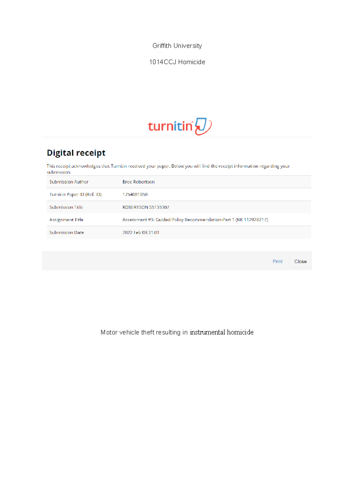 Policy recommendation - Robertson - Griffith University 1014CCJ ...