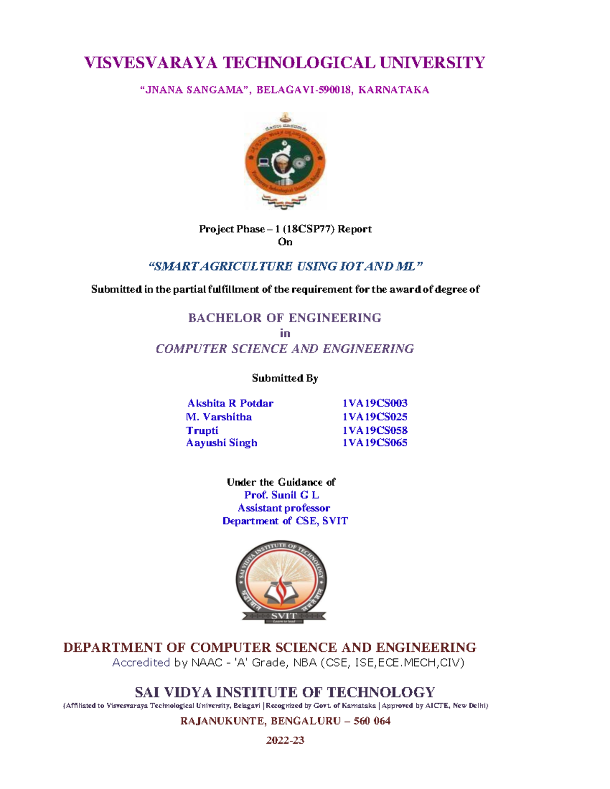 Project Report Phase - VISVESVARAYA TECHNOLOGICAL UNIVERSITY “JNANA ...