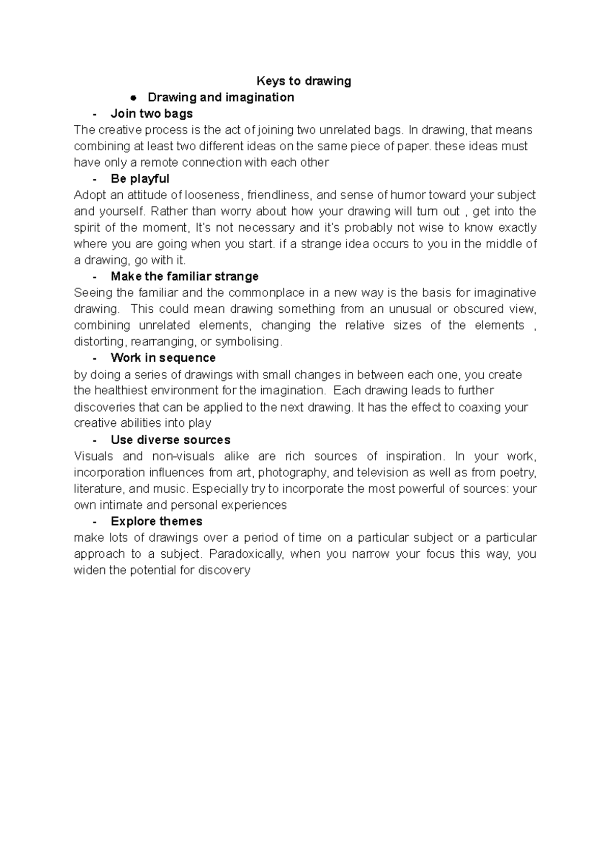 Keys to drawing - analysis of artistic methods - **Keys to drawing ...