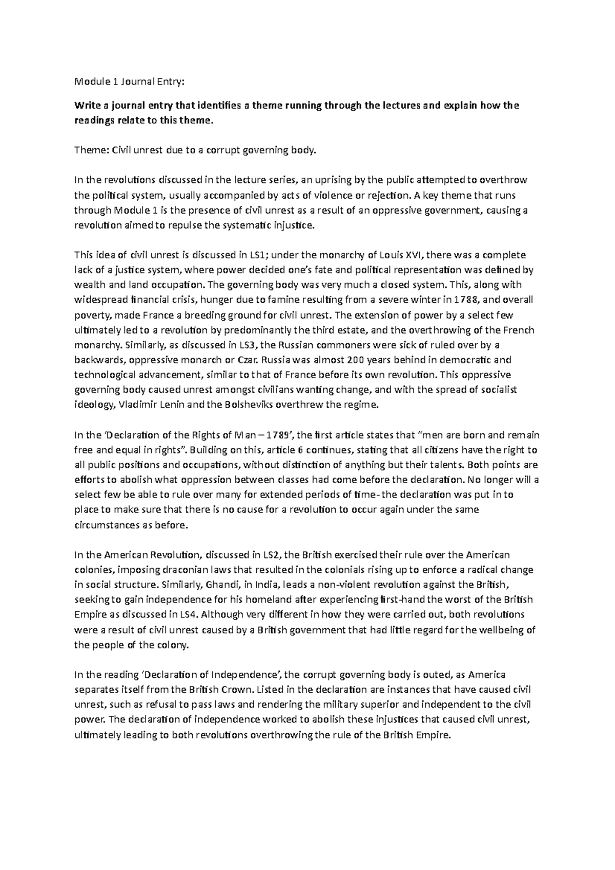 Module 1 Journal Entry - Module 1 Journal Entry: Write a journal entry ...