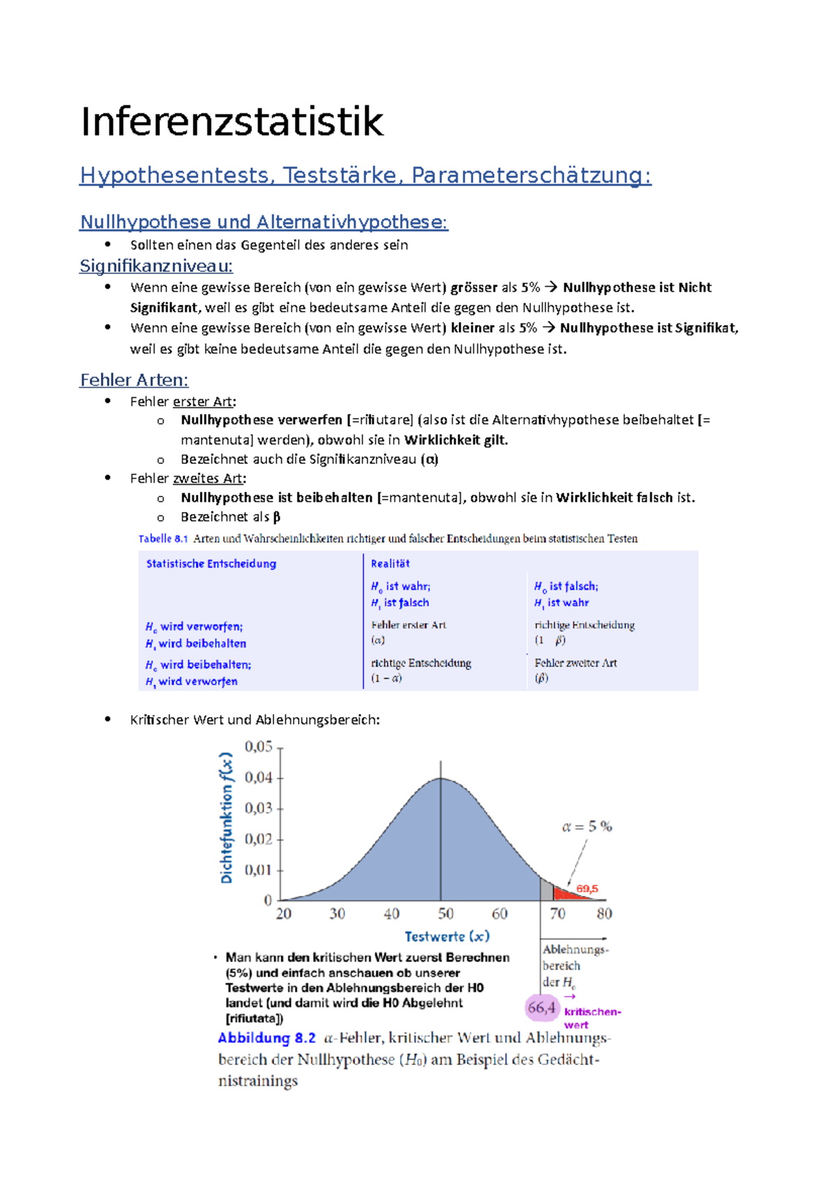 (statistik) 6. Inferenzstatistik - Inferenzstatistik Hypothesentests ...