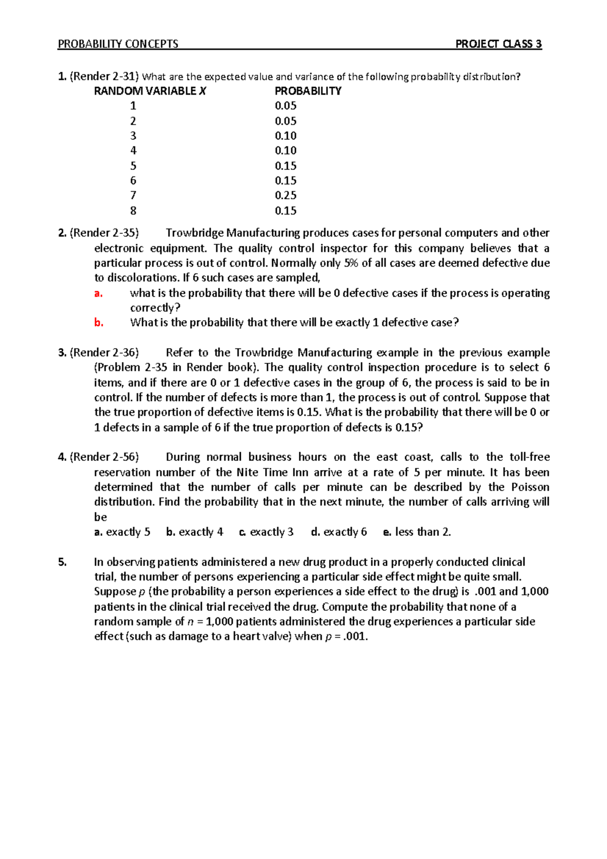 3 EX QMM PC (Descrete Rendom Variables) e-learning 2021 - PROBABILITY ...