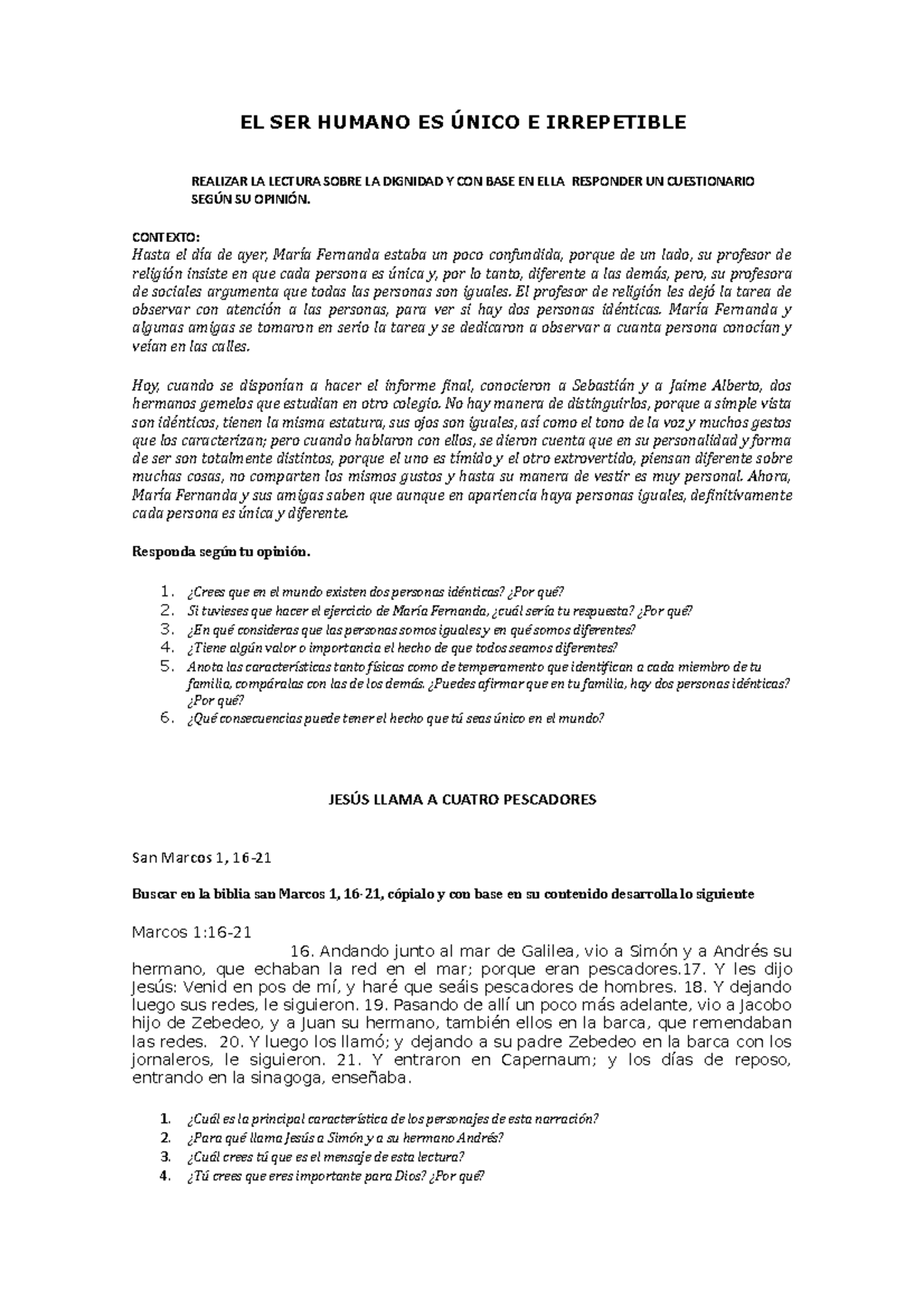 EL SER Humano ES Único E Irrepetible 11 - EL SER HUMANO ES ÚNICO E ...