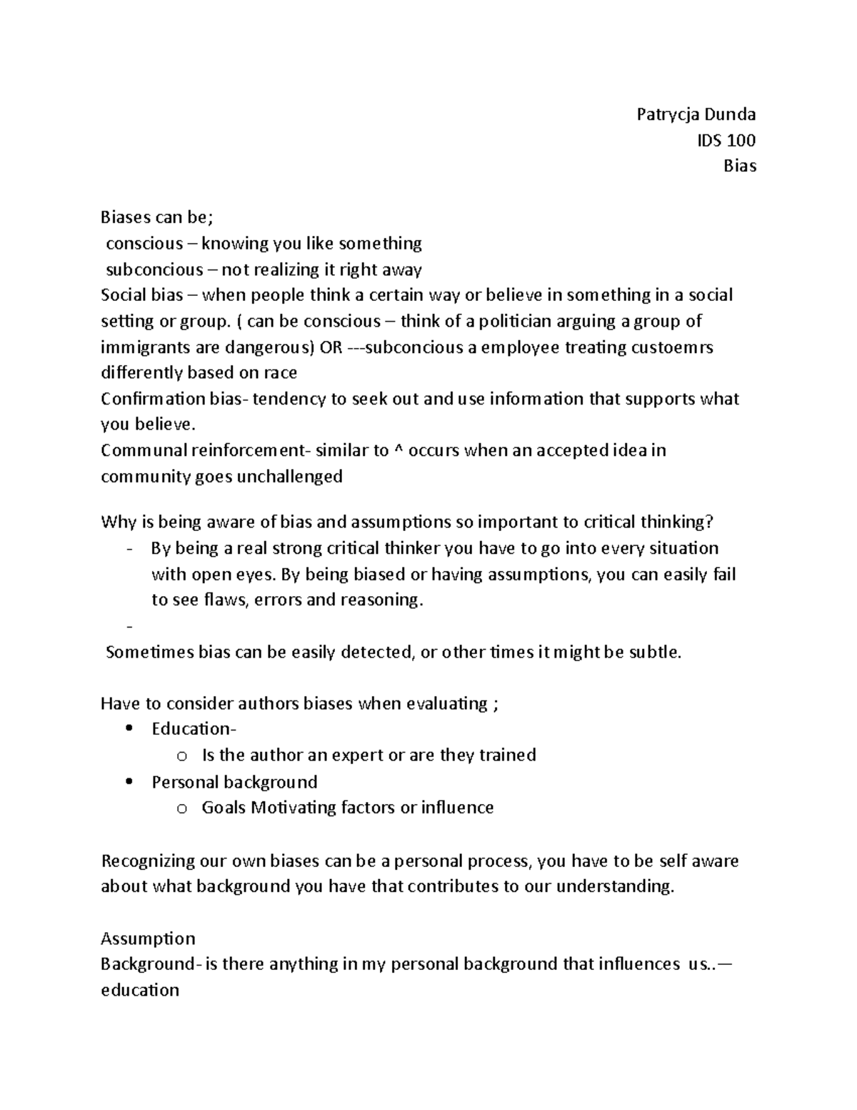Bias Notes Ids100 Ids100 Snhu Studocu