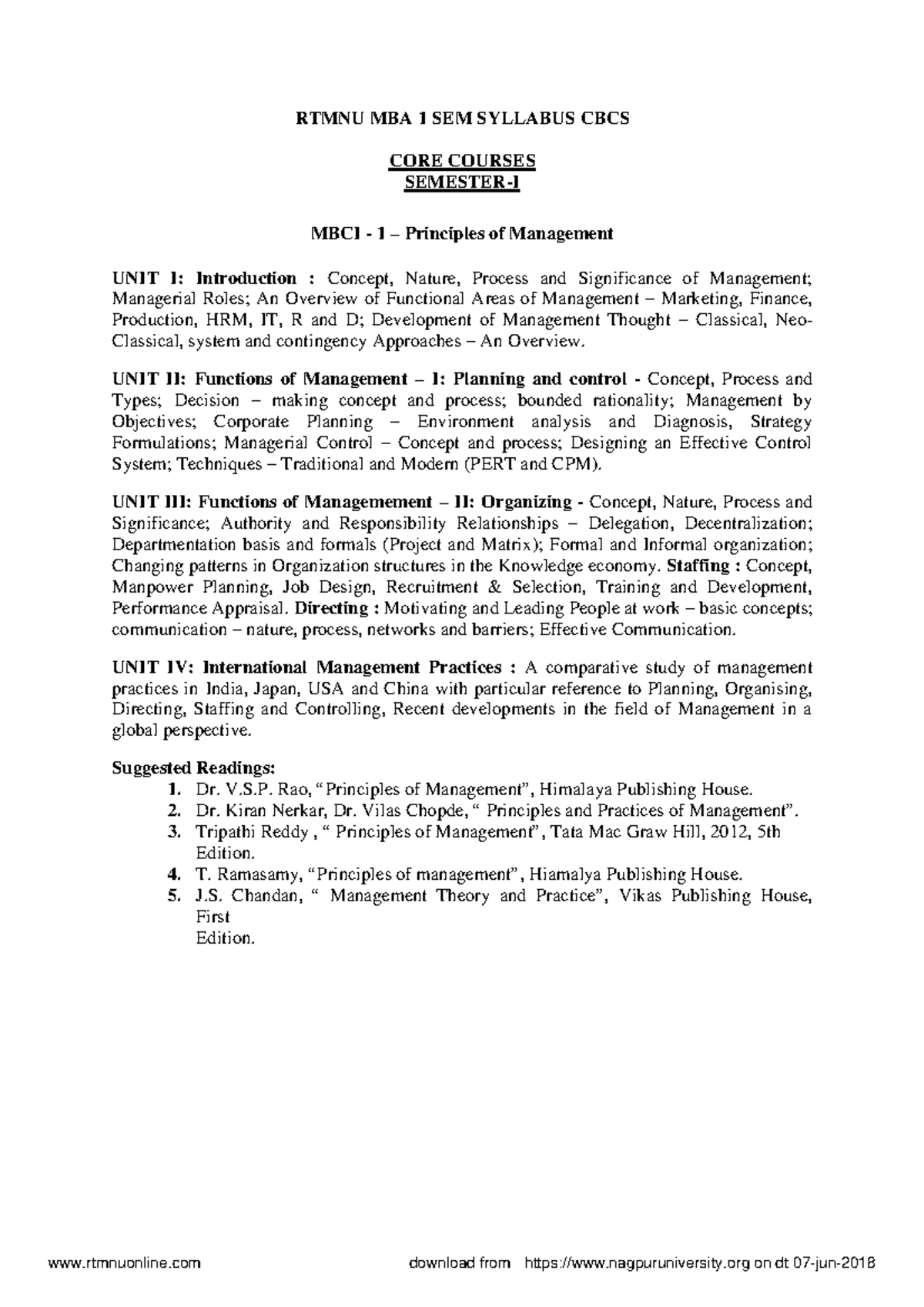 Rtmnu mba all sem syllabus cbcs - RTMNU MBA 1 SEM SYLLABUS CBCS CORE ...