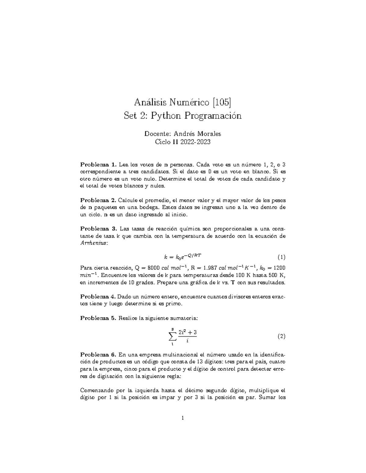 SET 2 Analisis CII 2022 - set - An ́alisis Num ́erico [105] Set 2 ...