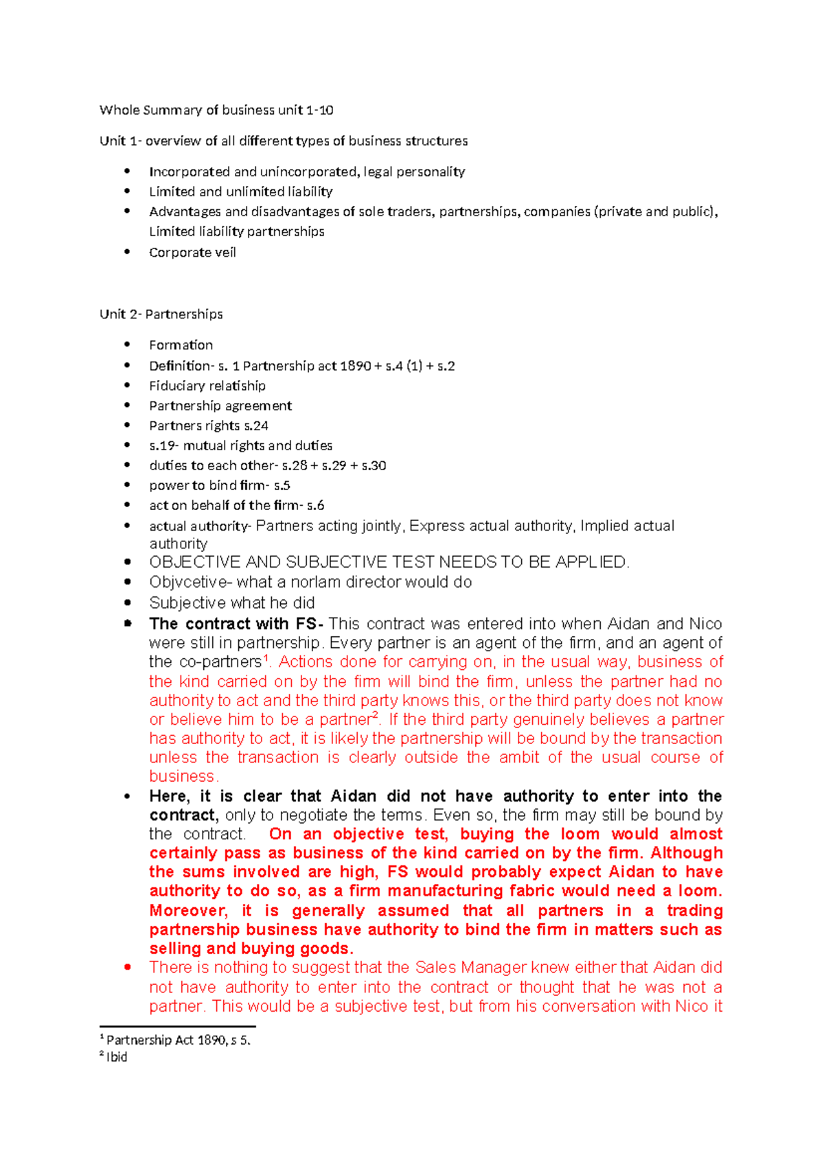 Business Whole Summary of unit 1 to 10 - Whole Summary of business unit ...