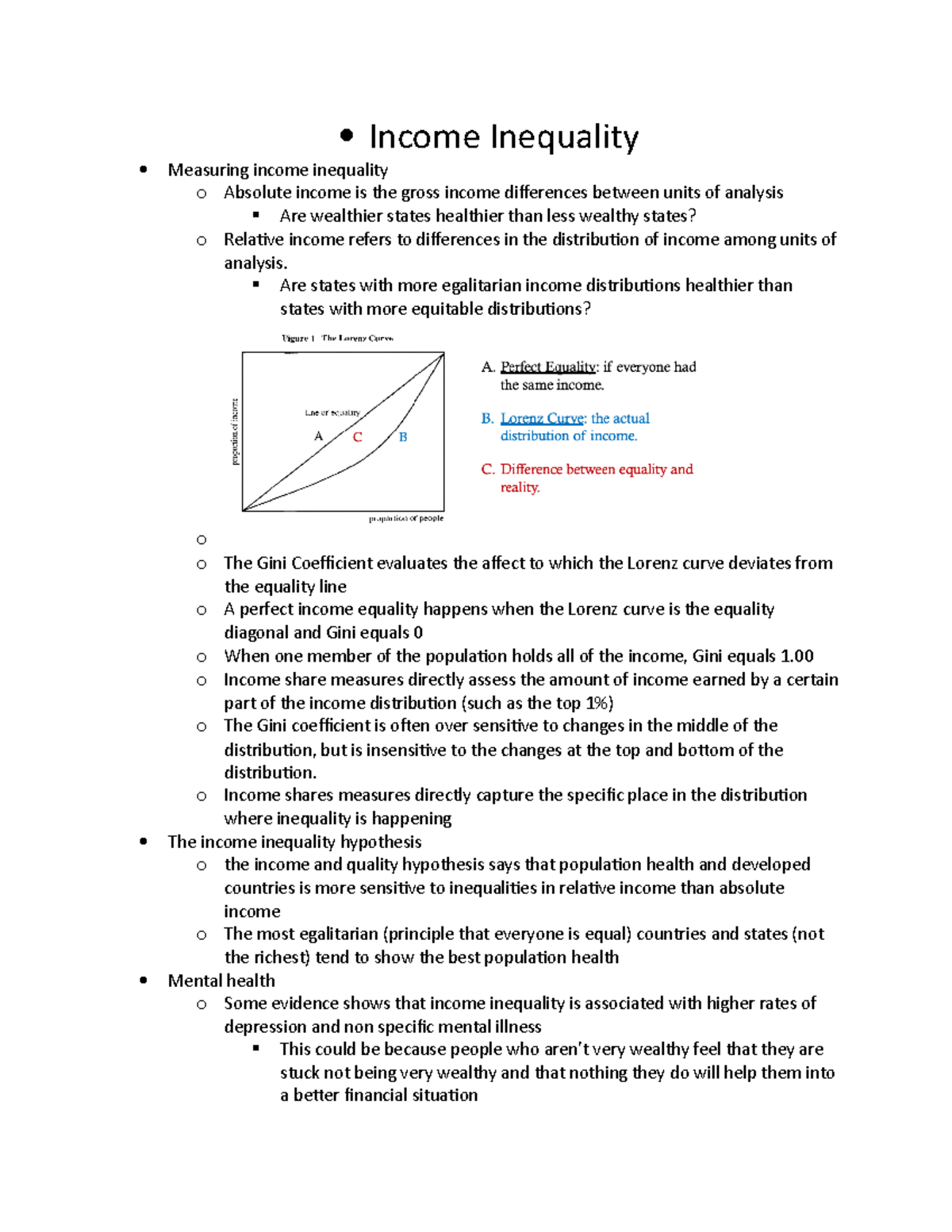 Income Inequality - Income Inequality Measuring income inequality o ...