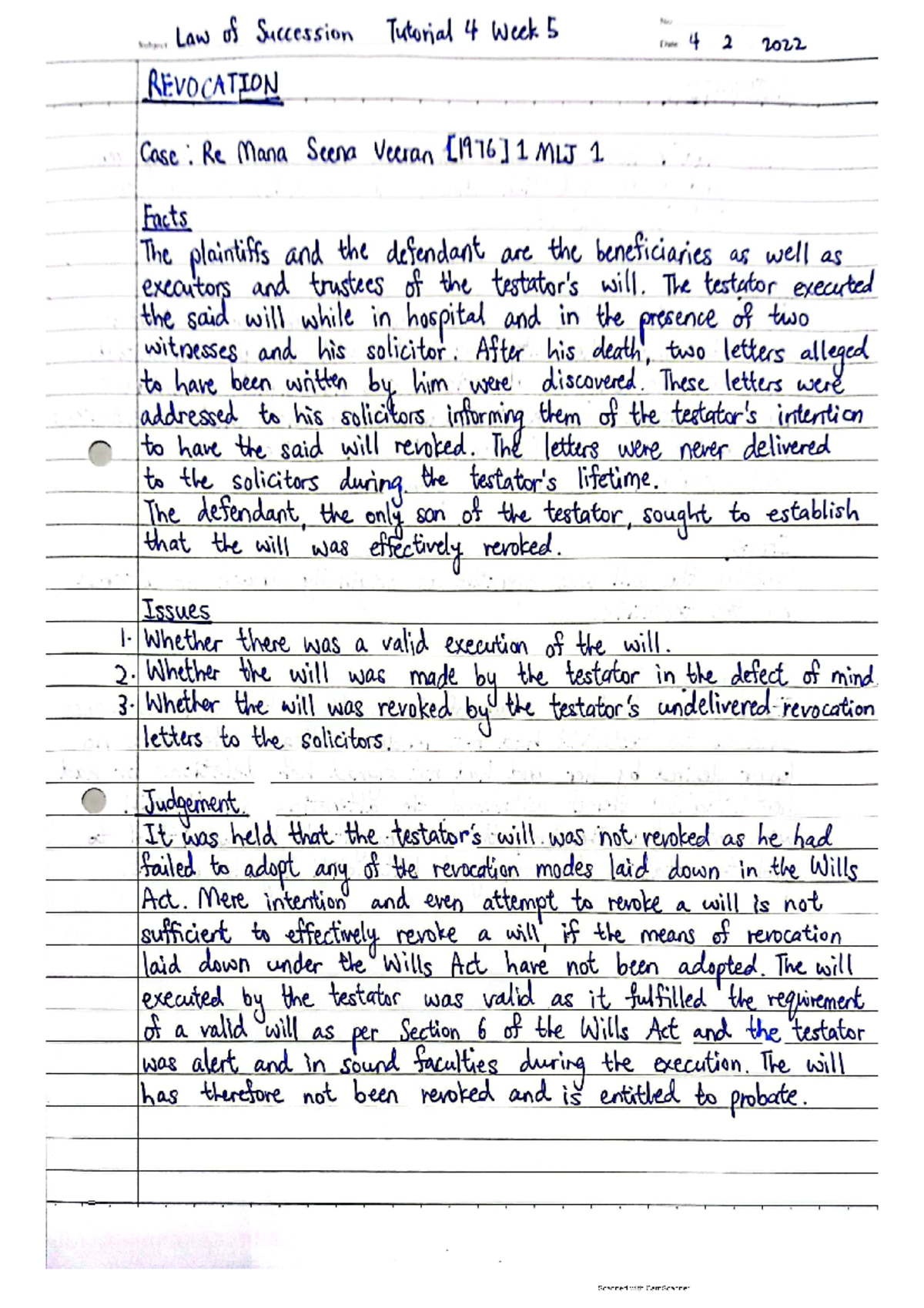 Tutorial 4 Week 5 - Law of Succession - Studocu