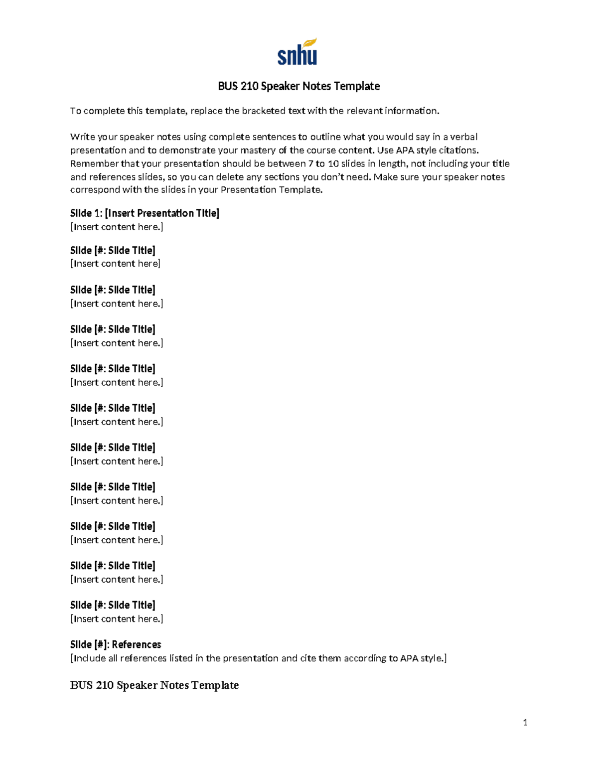 BUS 210 Speaker Notes Template - BUS 210 Speaker Notes Template To ...