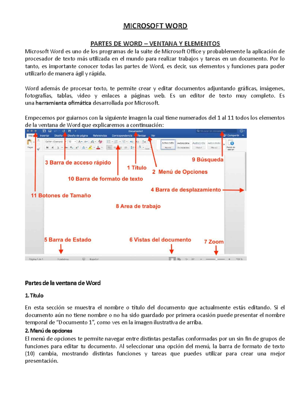 Practica - Ejercicios - MICROSOFT WORD PARTES DE WORD – VENTANA Y ...