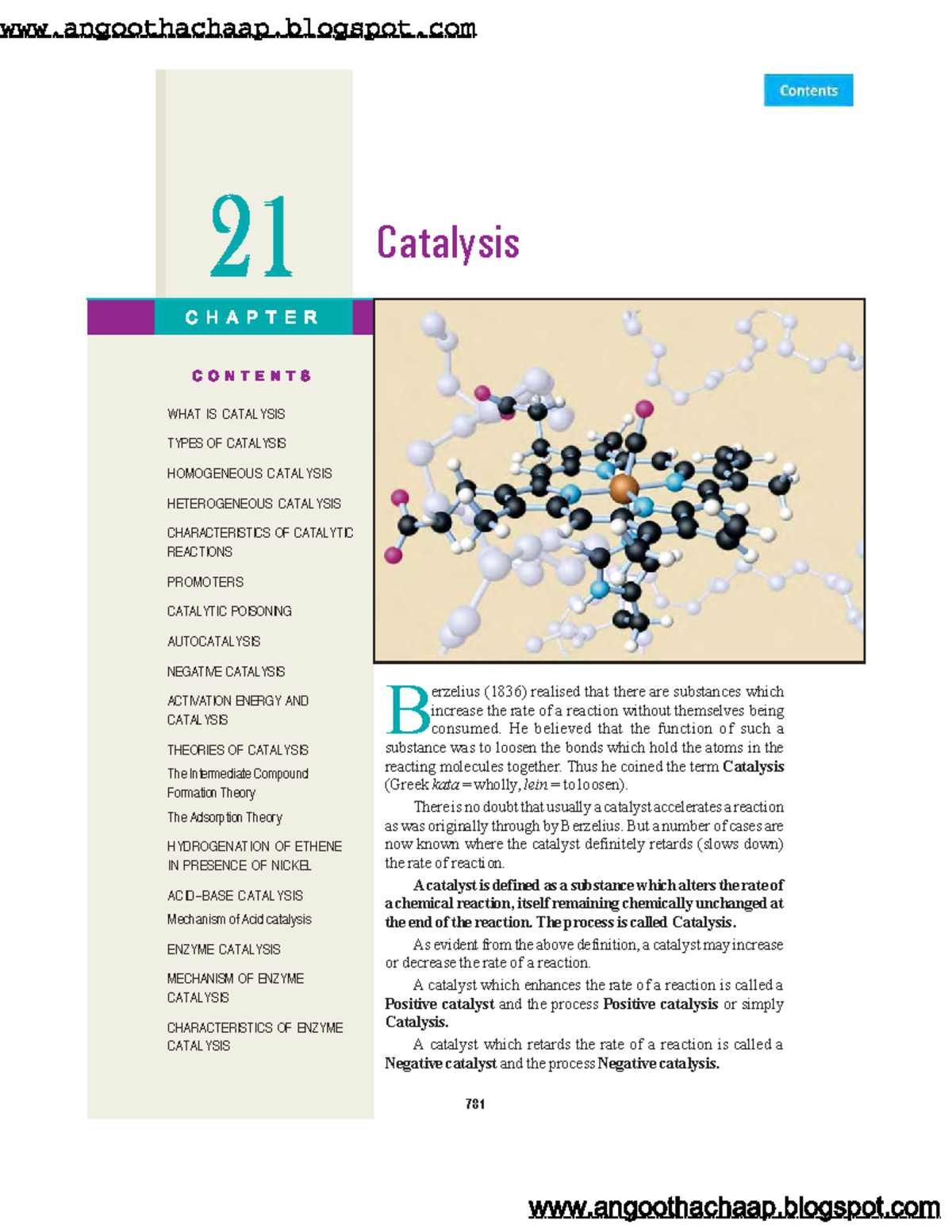 Catalysis - Physical/biochem notes - B erzelius (1836) realised that ...