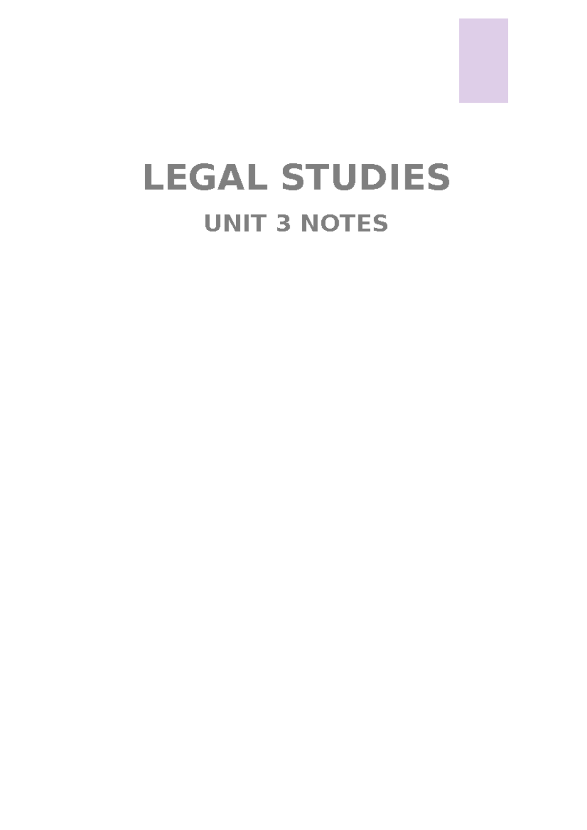 Legal Exam Notes Unit 3[88] - LEGAL STUDIES UNIT 3 NOTES CONTENTS AOS 1 ...