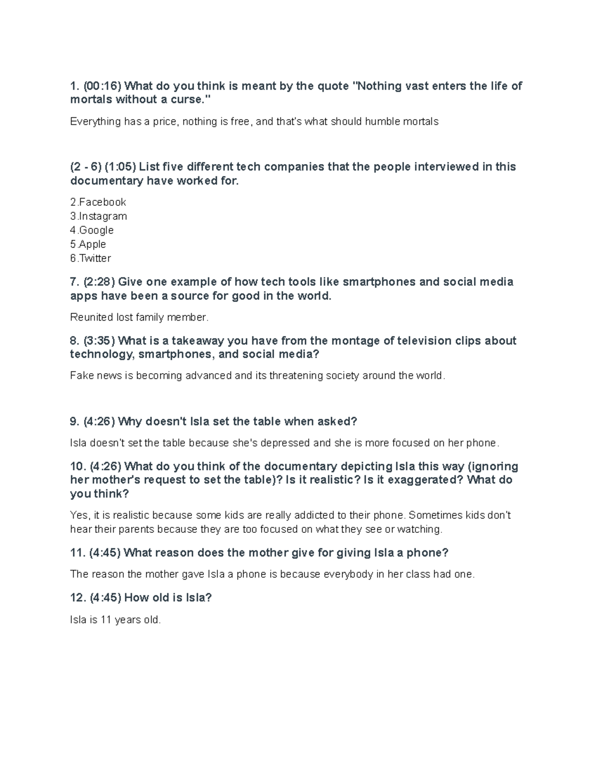 Questions - 1. (00:16) What do you think is meant by the quote "Nothing ...