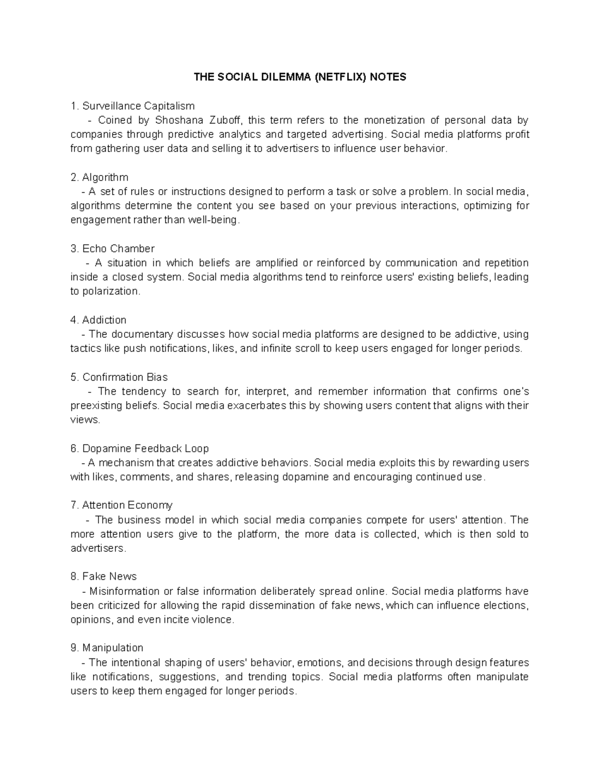 THE Social Dilemma ( Netflix) Notes - THE SOCIAL DILEMMA (NETFLIX ...