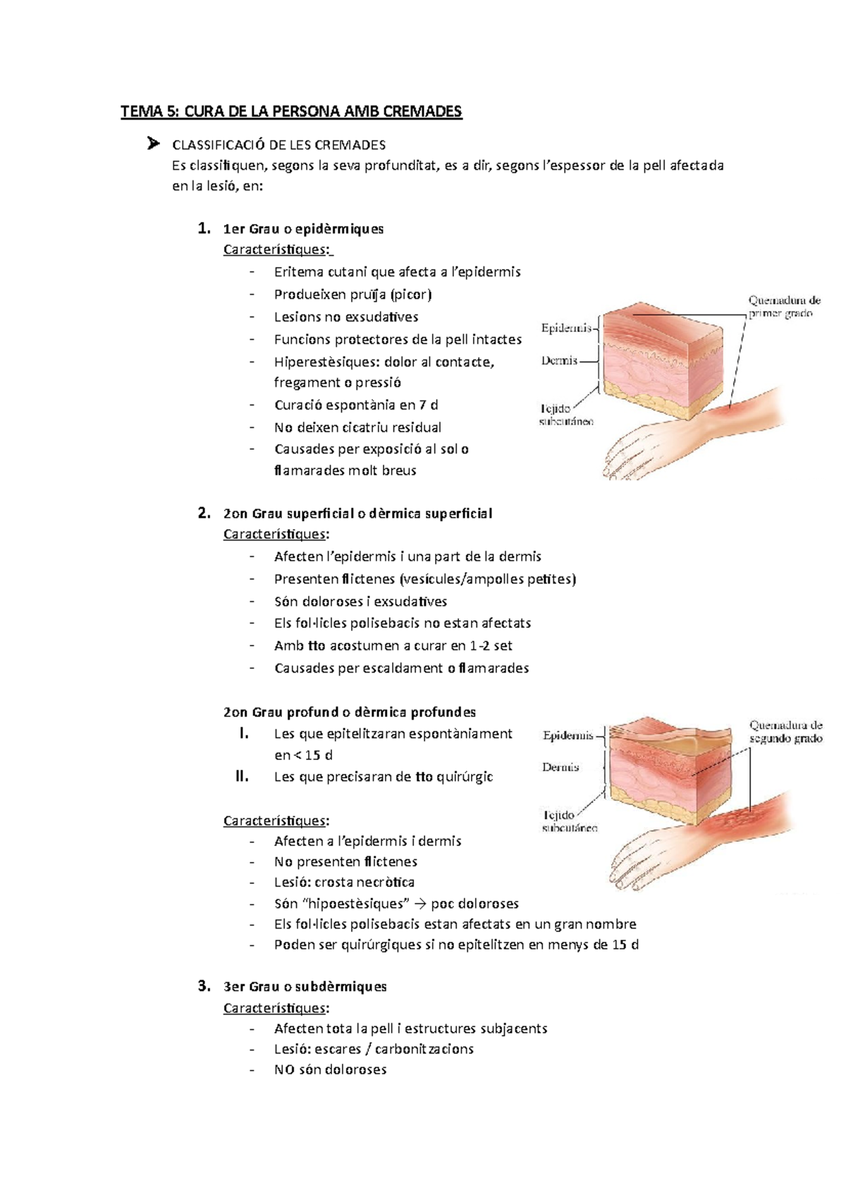 TEMA 5 cremades - TEMA 5: CURA DE LA PERSONA AMB CREMADES CLASSIFICACIÓ ...
